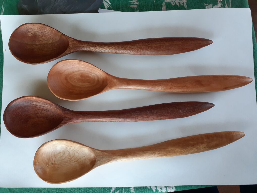 Handmade Wooden Left Handed Round Spoon from Morel Wood Carving